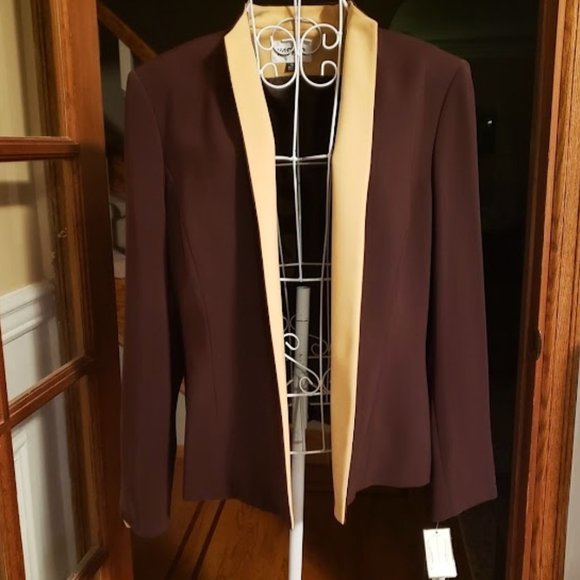 Kasper | Jackets & Coats | Nwt Kasper Two Tone Brown Tan Open Front ...